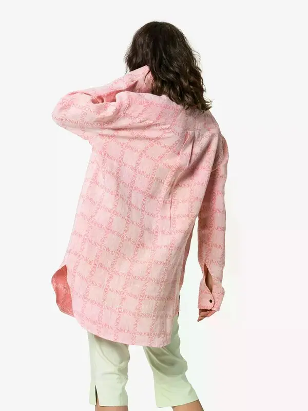 JW Anderson Bubblegum Logo Grid Tunic Linen Shirt