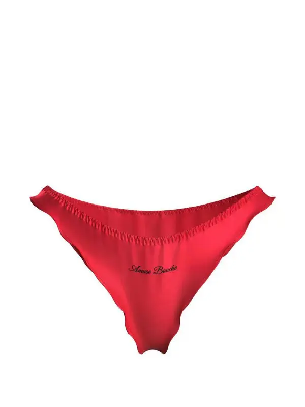 SCANDALE Dédicace Ruffled Satin Thong - Red