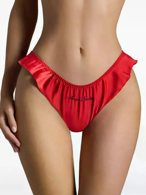 SCANDALE Dédicace Ruffled Satin Thong