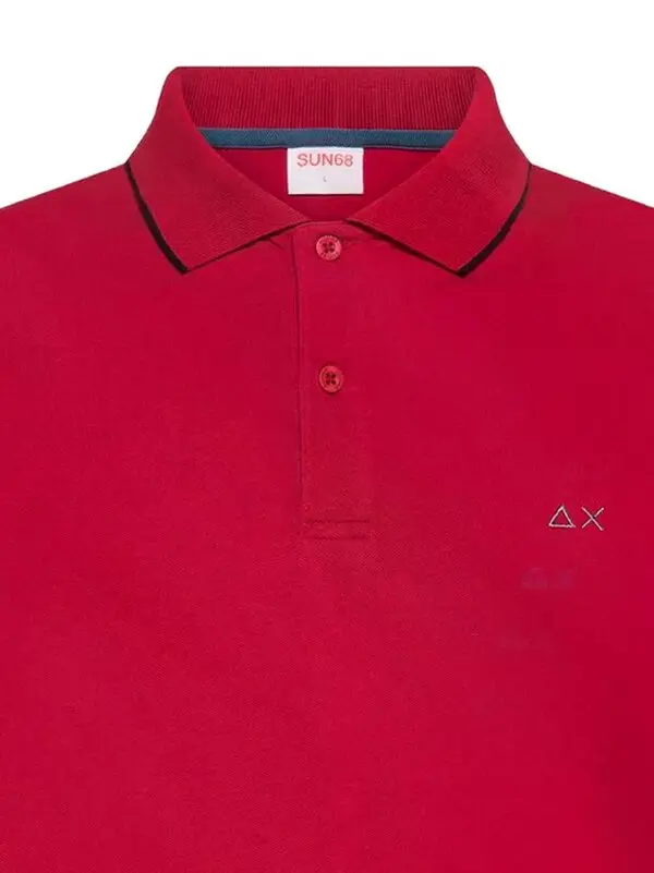 SUN 68 Logo-embroidered Piqué Polo Shirt - Red