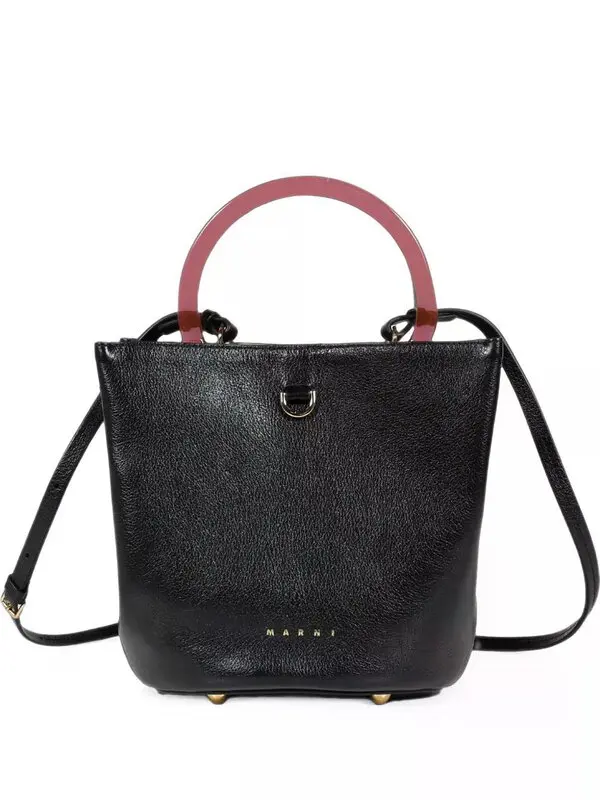 Marni Leather Pannier Bucket Bag - Black