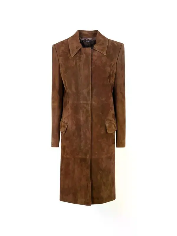 TOM FORD Single-breasted Leather Coat - Brown