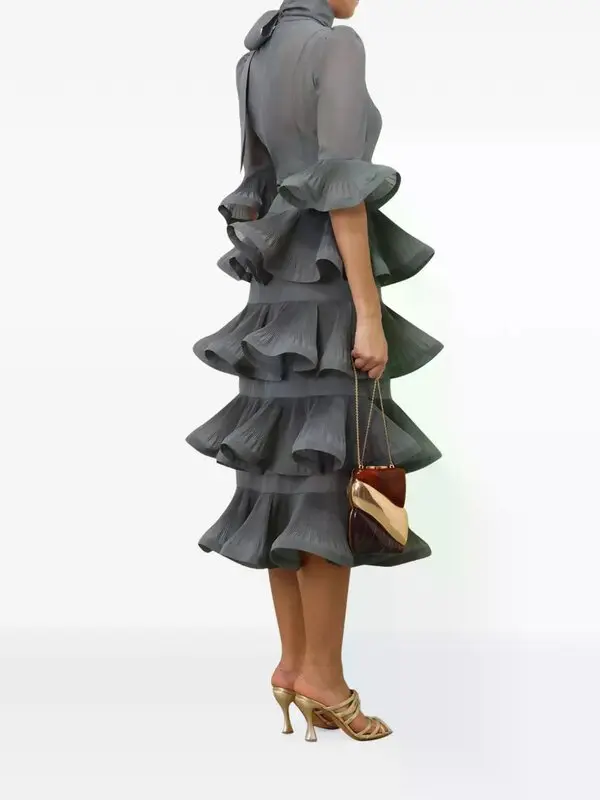 Zimmermann Pleated Ruffled Midi Dress