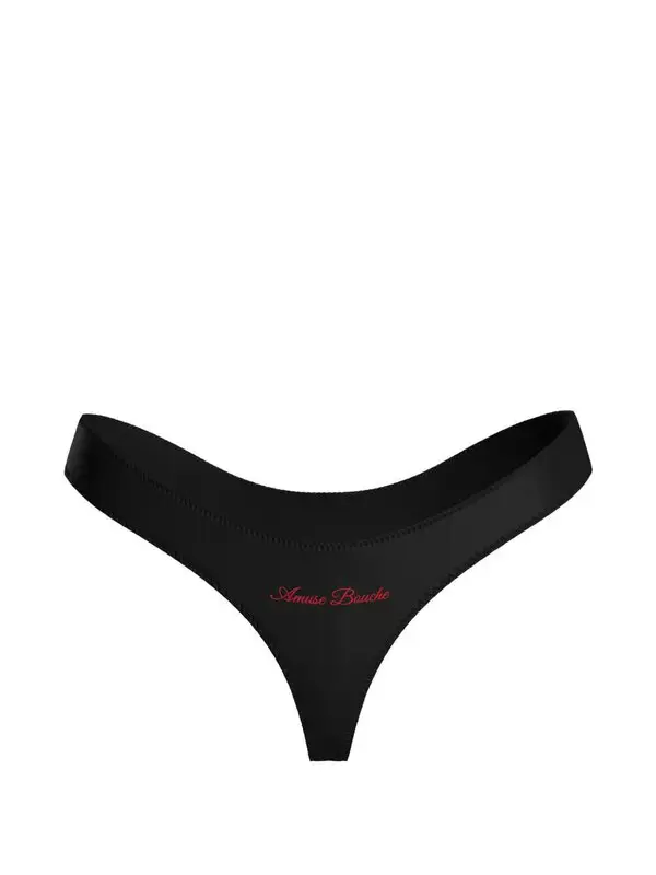SCANDALE Dédicace Embroidered High-cut Thong - Black