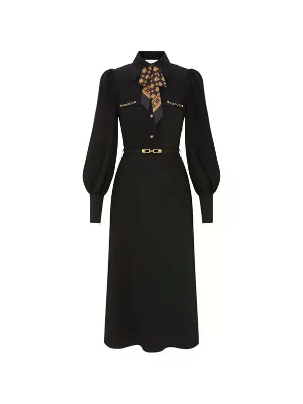 Zimmermann Utility Belted Silk-scarf Midi Dress - Black