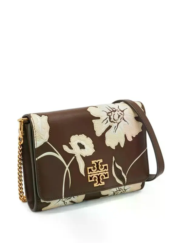 Tory Burch Britten Floral Leather Clutch With Gold-tone Hardware