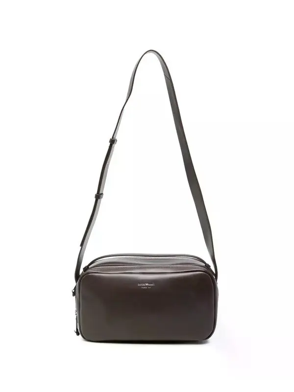Emporio Armani Logo Print Leather Shoulder Bag - Brown