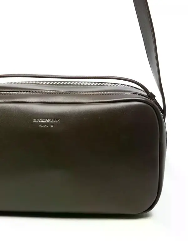 Emporio Armani Logo Print Leather Shoulder Bag - Brown