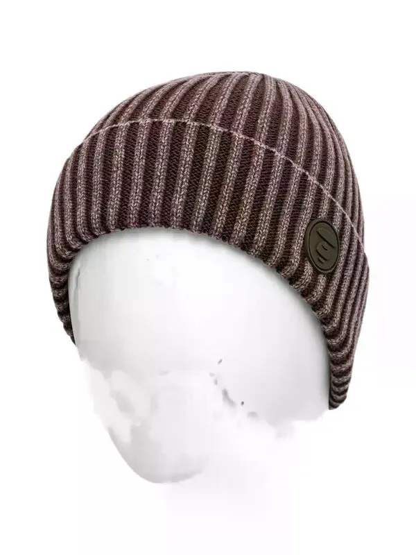 AAPE BY *A BATHING APE Ribbed-knit Logo-patch Beanie Hat - Brown
