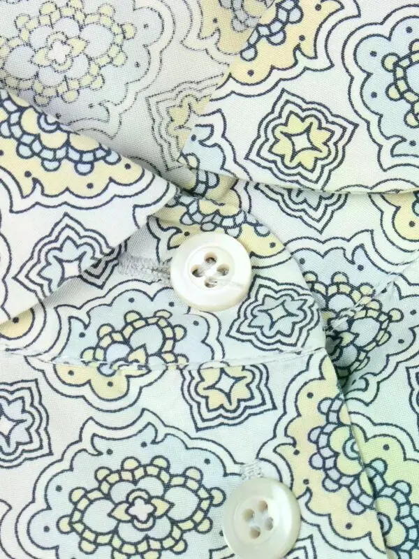 Prada Geometric Print Round Collar Shirt