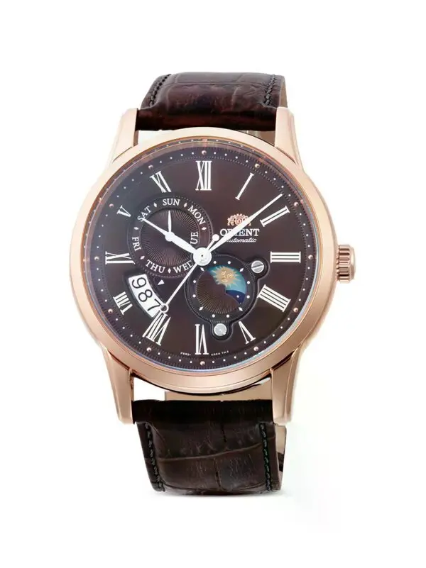 ORIENT Automatic .5mm Watch With Day And Night Complication - Brown