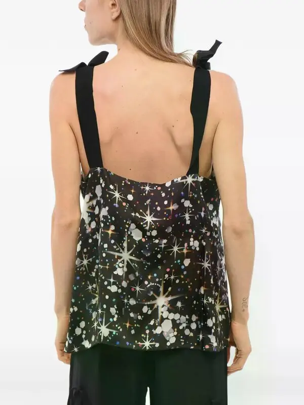 Viktor & Rolf Star Print Sleeveless V-neck Top With Bow Straps