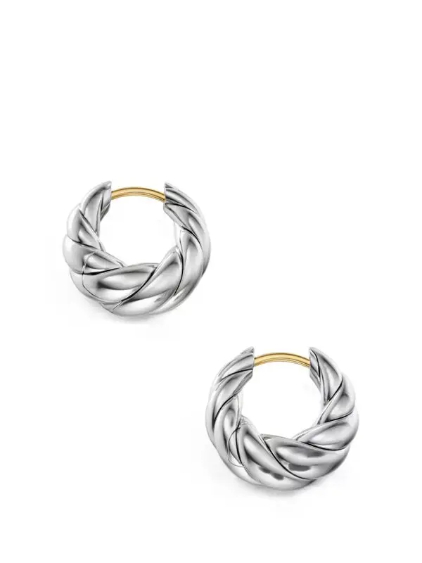 David Yurman Sculpted Cable Tapered Hoop Earrings