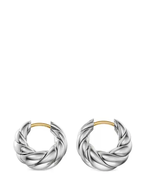 David Yurman Sculpted Cable Tapered Hoop Earrings