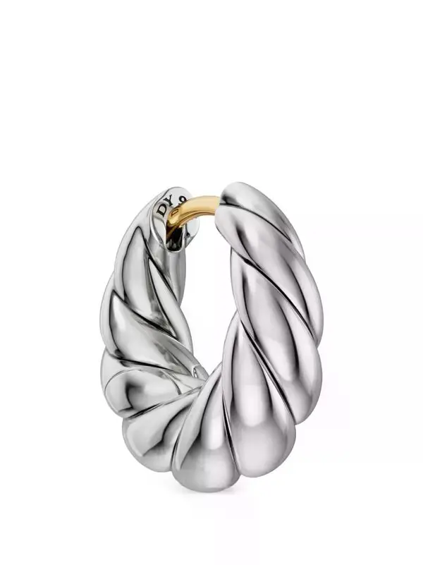 David Yurman Sculpted Cable Tapered Hoop Earrings