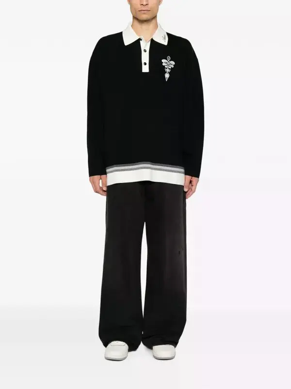 Amiri Logo-embroidered Striped-trim Polo Shirt