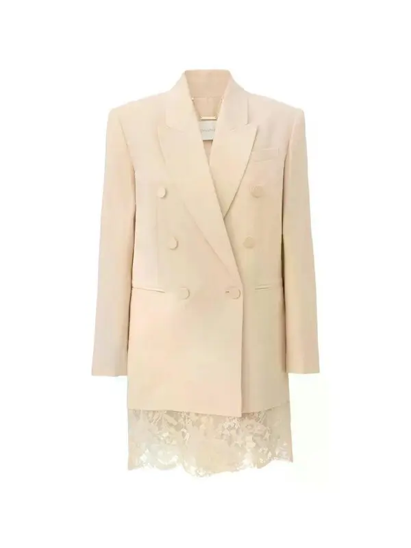 Zimmermann Lace-trim Double-breasted Blazer - Neutrals
