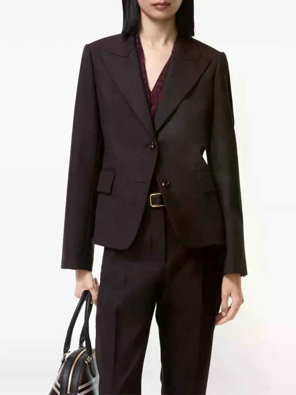Burberry Check Wool Tailored Jacket - Brown