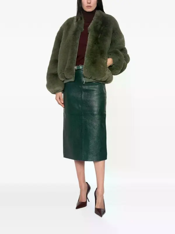 THE FRANKIE SHOP Bottle Croc-effect Pencil Skirt