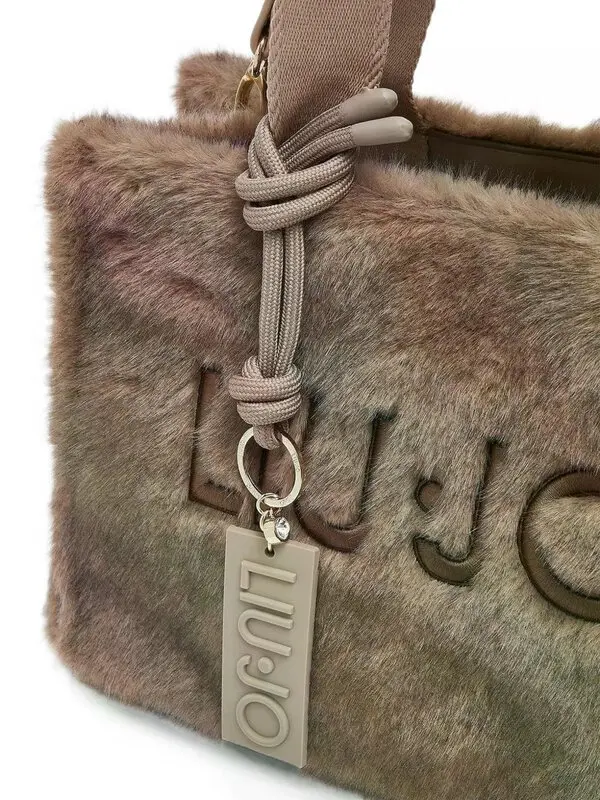 Liu Jo Faux-fur Logo-embroidered Shoulder Bag - Brown