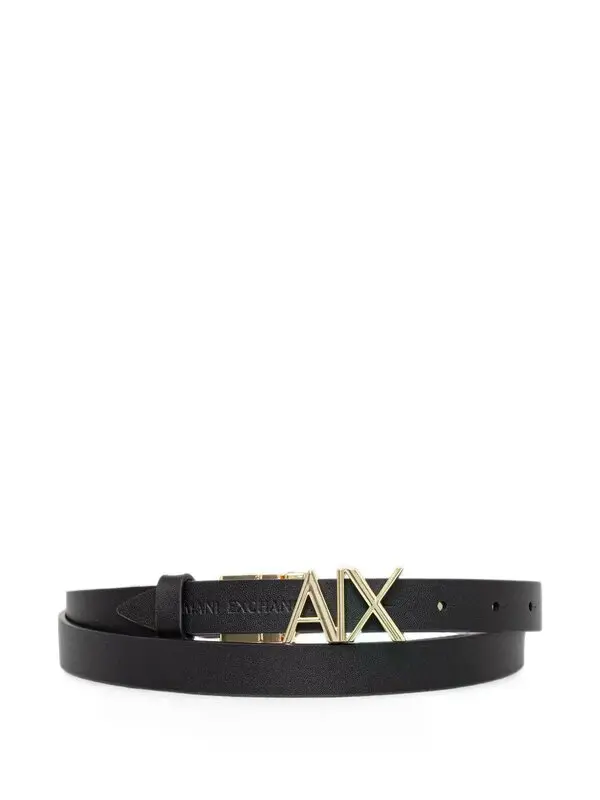 Armani Exchange Logo-plaque Leather Belt - Black