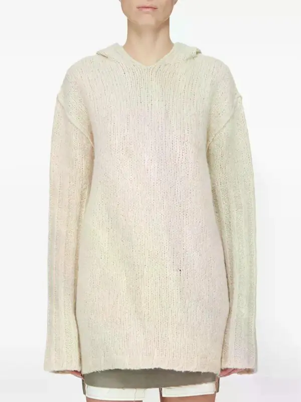 Rick Owens Oversized Chunky-knit Hooded Sweater - White