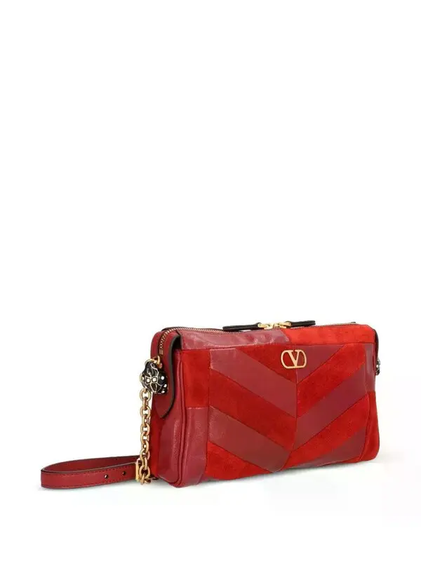 Valentino Garavani Panthea Small Shoulder Bag In Suede And Nappa Leather - Red
