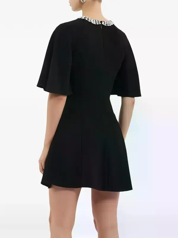 Rebecca Vallance Noemie Crystal-embellished Flutter-sleeve Mini Dress - Black