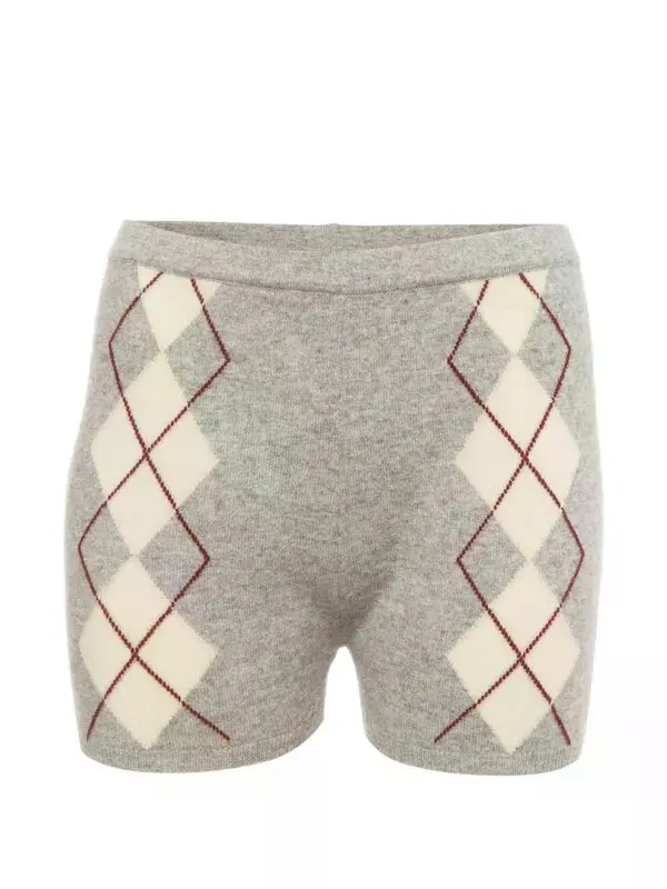 Sandro Miloe Argyle Knit Shorts - Grey
