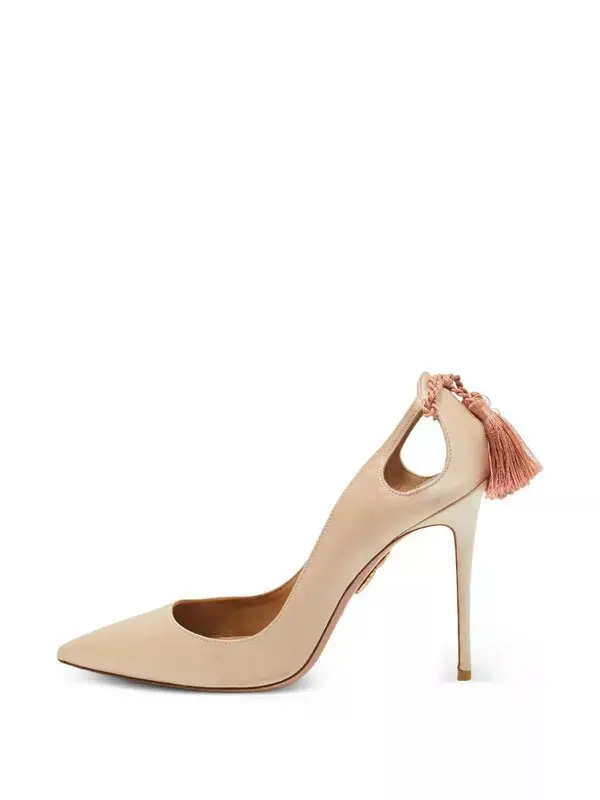 AQUAZZURA Forever Marilyn Tassel Detail Heeled Pumps - Neutrals
