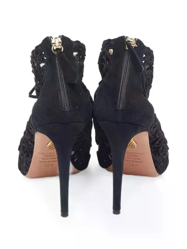 AQUAZZURA Lace Peep-toe Heeled Pumps - Black
