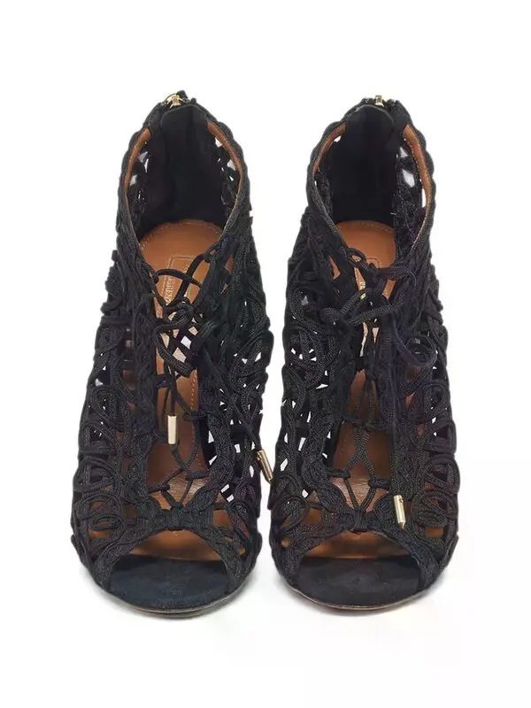 AQUAZZURA Lace Peep-toe Heeled Pumps