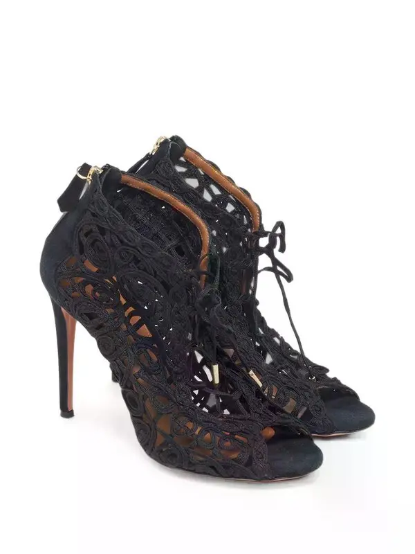 AQUAZZURA Lace Peep-toe Heeled Pumps