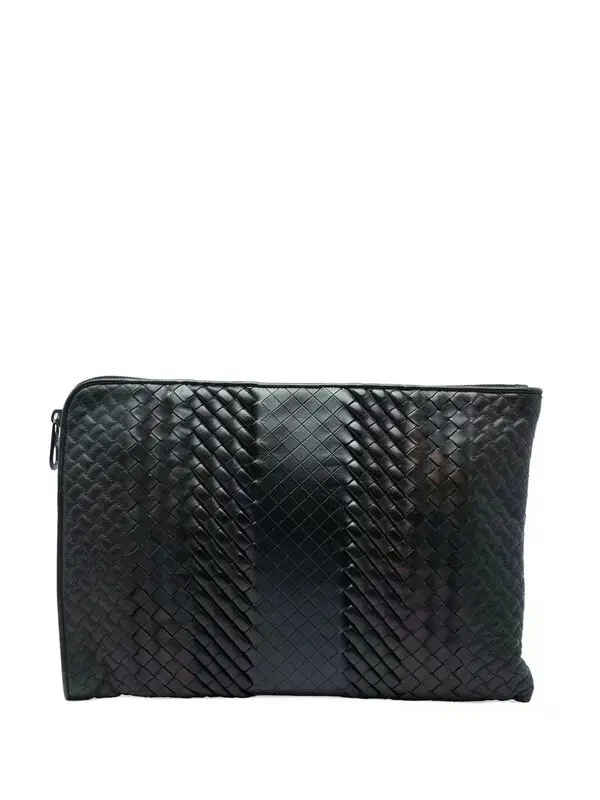 Bottega Veneta 2012-2026 Nappa Intreccio Imperatore Zip Clutch Bag - Brown