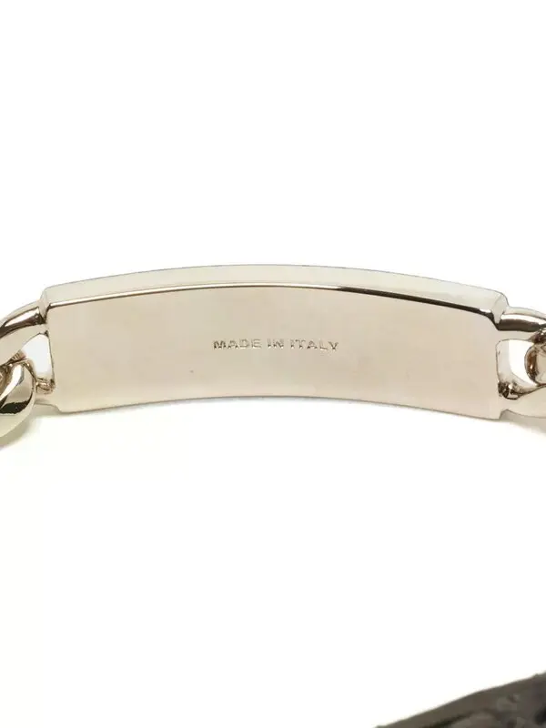 Miu Miu Logo Plaque Leather Bracelet