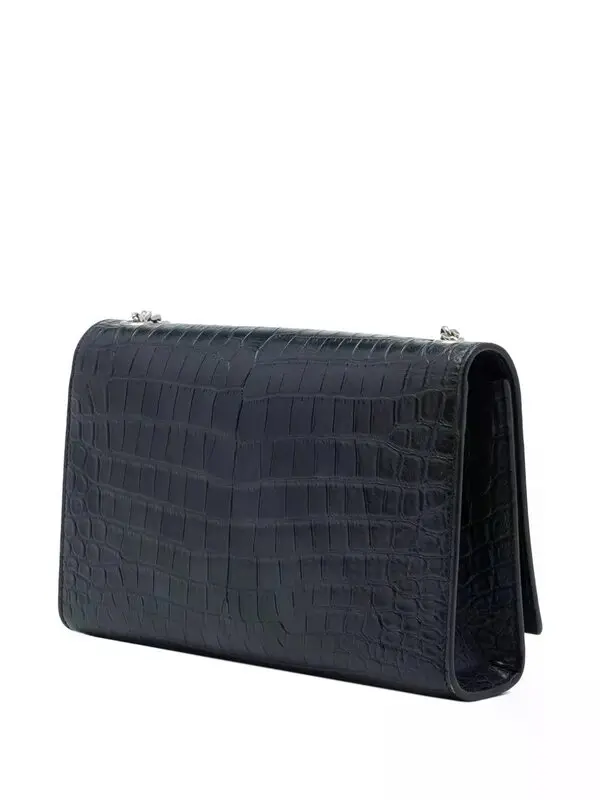 Saint Laurent 2017 Medium Croc Embossed Leather Monogram Kate Tassel Crossbody Bag