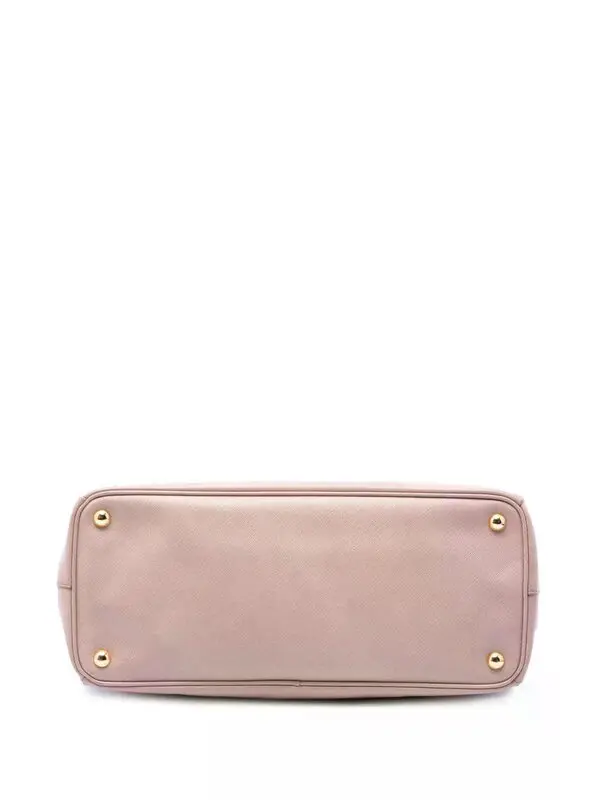 Prada 2010-2026 Large Saffiano Lux Galleria Double Zip Satchel - Brown