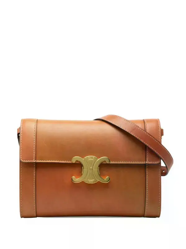 Celine 2021 Calfskin Triomphe Crossbody Bag - Brown