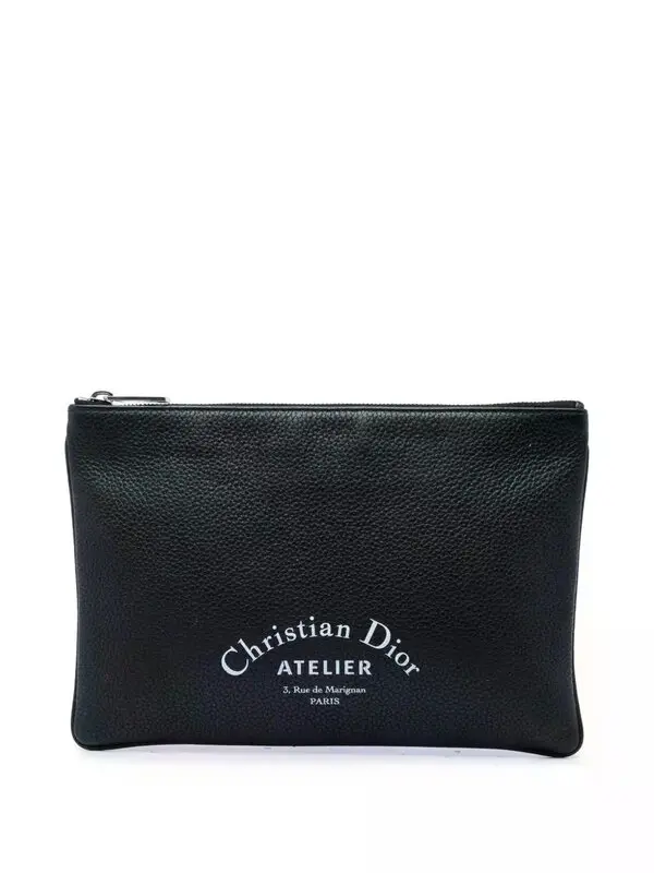 Dior 2018 Grained Calfskin Atelier Clutch Bag - Black
