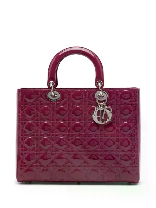 Dior Large Patent Cannage Lady Satchel - Purple