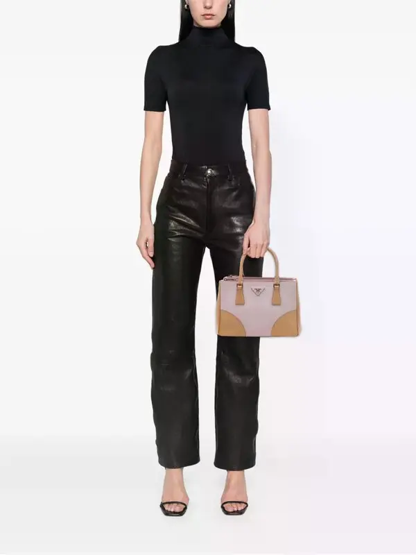Prada Small Bicolor Saffiano Galleria Double Zip Satchel