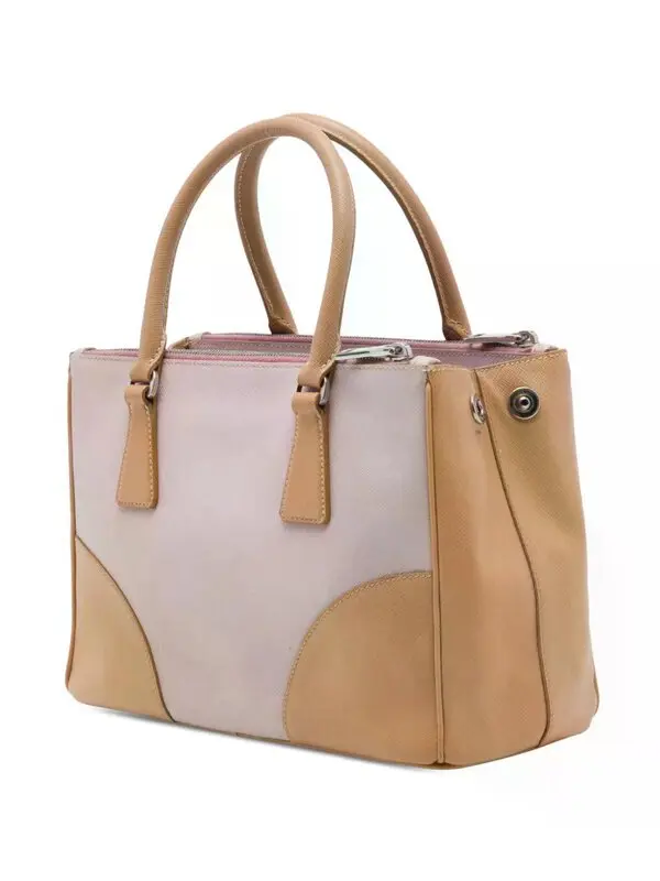 Prada Small Bicolor Saffiano Galleria Double Zip Satchel