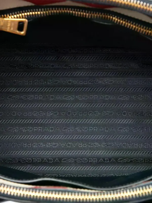 Prada City Calf Trimmed Saffiano Greche Paradigme Bag Satchel - Blue