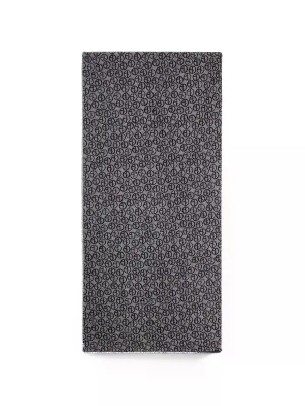 Giorgio Armani Logo-monogram Frayed Scarf - Black