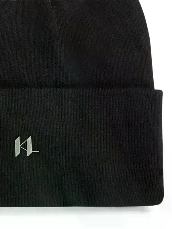 Karl Lagerfeld Monogram Knit Beanie - Black