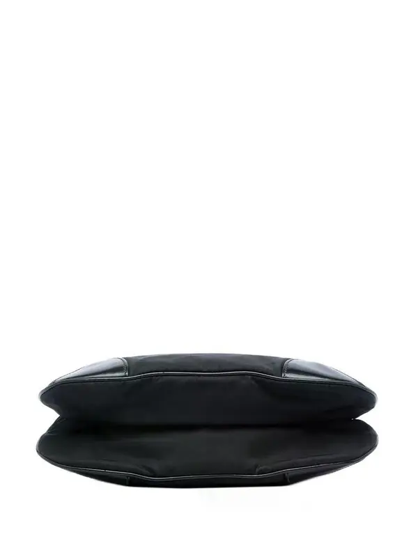 Prada Leather Trimmed Tessuto Crossbody Bag - Black
