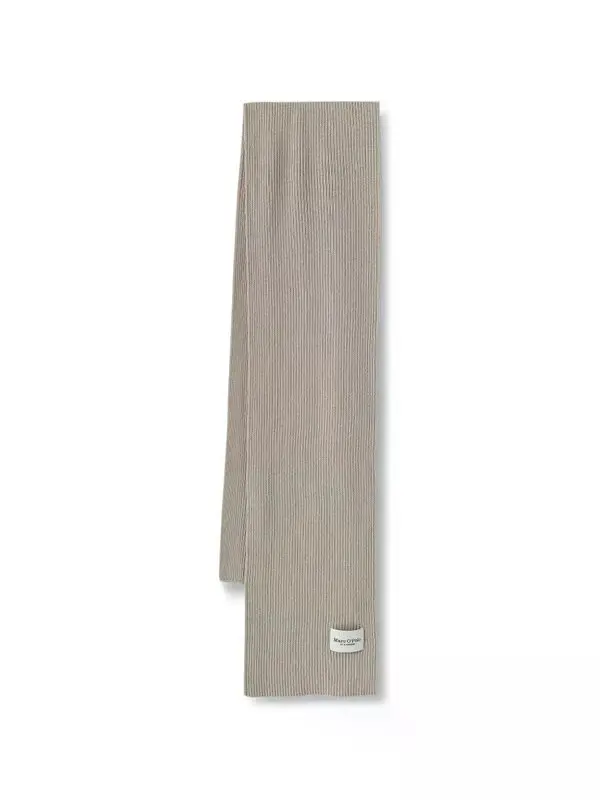 Marc O'polo Ribbed-knit Logo-patch Scarf - Neutrals