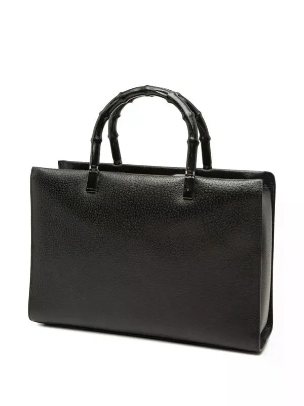 Gucci Grained Calfskin Bamboo Handbag