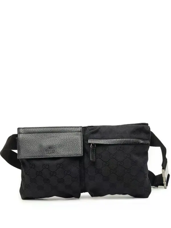 Gucci 2000-2015 Gg Canvas Double Pocket Belt Bag - Black