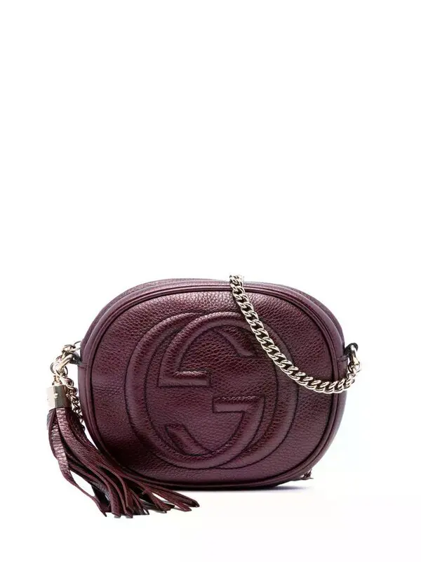 Gucci 2016-2026 Mini Metallic Pebbled Calfskin Soho Chain Crossbody Bag - Purple